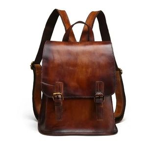 Bags | Retro Genuine Leather Backpack Unisex | Poshmark